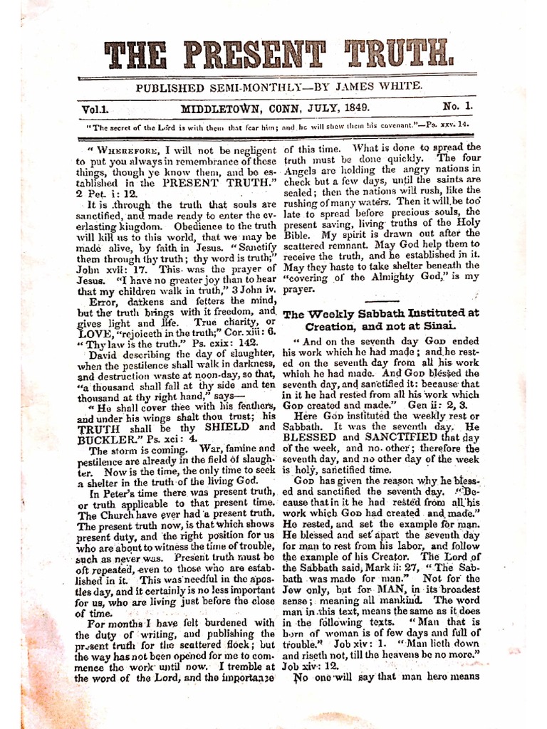 The Present Truth (July 1849) | PDF