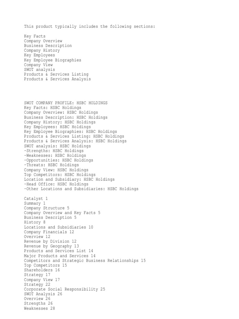 HSBC Holdings Financial & SWOT Review | PDF | Hsbc | Swot Analysis