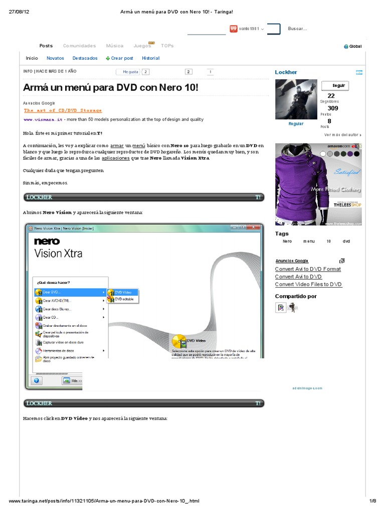 Crear Menú DVD con Nero 10 | PDF | Monitor de computadora | Multimedia
