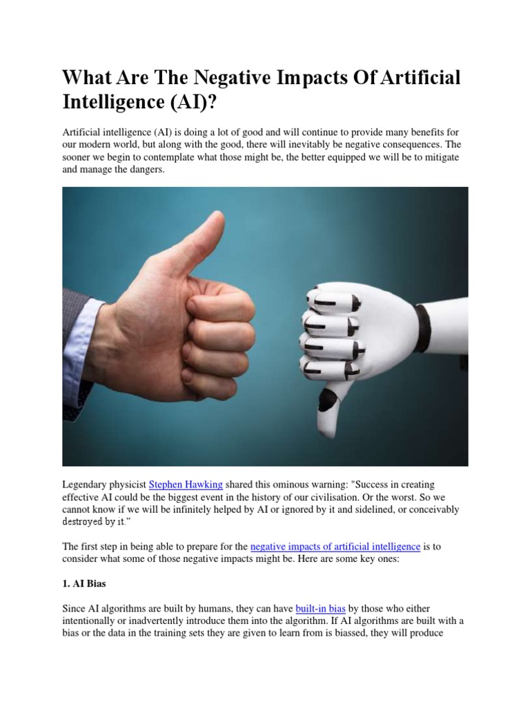 AI's Negative Impacts Explored | PDF | Artificial Intelligence ...