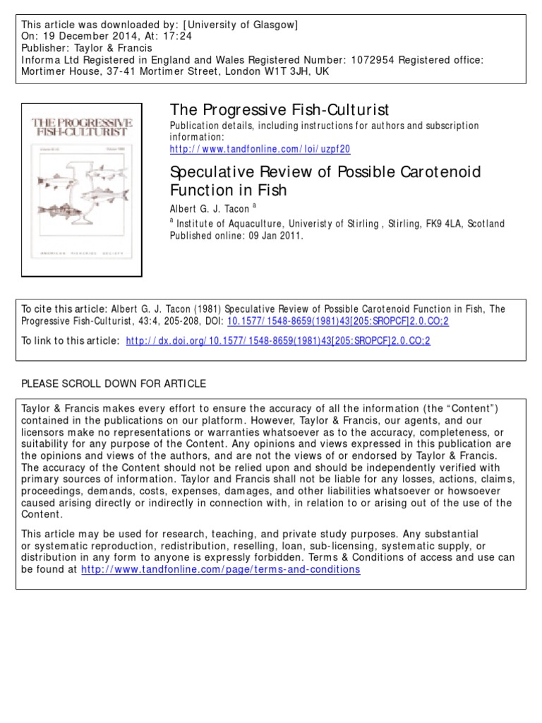Carotenoid Functions in Fish Nutrition | PDF | Vitamin | Nature