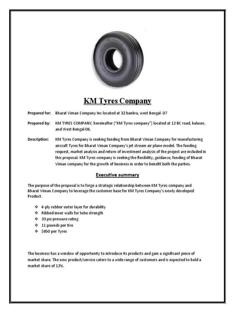 KM Tyres Aircraft Tyre Business Proposal | PDF | Tire | Marketing