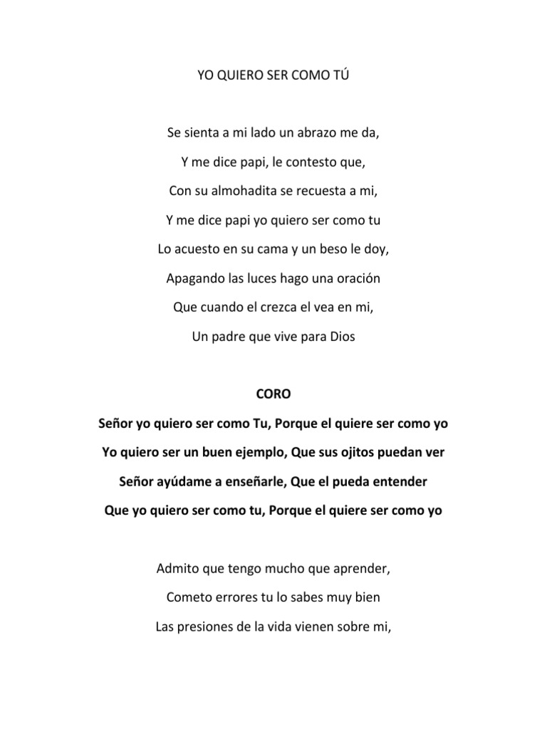 YO QUIERO SER COMO TÚ - Danny Berrios | PDF