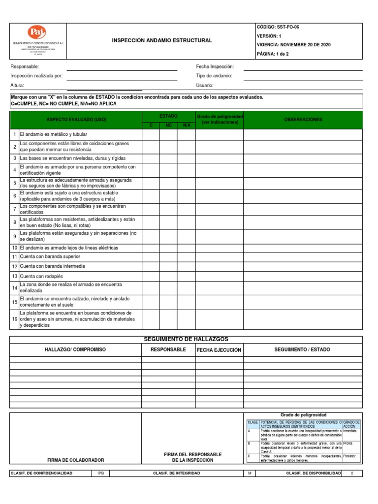 Checklist de Andamio | PDF | Andamio | Science