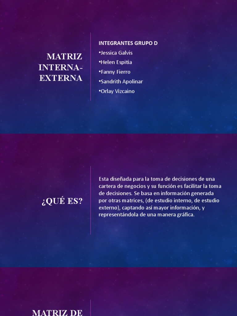 Matriz Interna-Externa para Estrategias Empresariales | PDF | Matriz ...