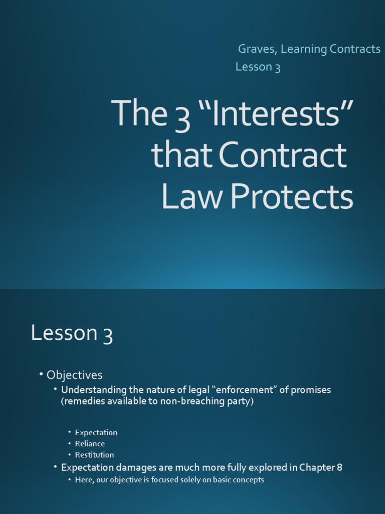 The 3 "Interests" That Contract Law Protects: Graves, Learning ...
