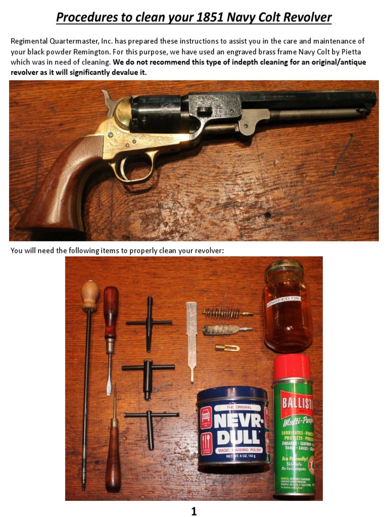 1851 Navy Colt Cleaning Instructions PDF | PDF | Revolver | Trigger ...