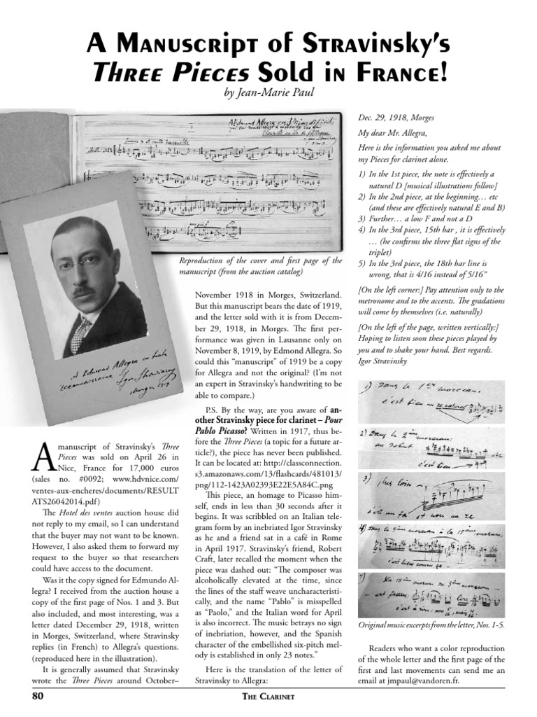 Stravinsky 3 Pieces Article JMP ICA - Dec14 - p80 | PDF