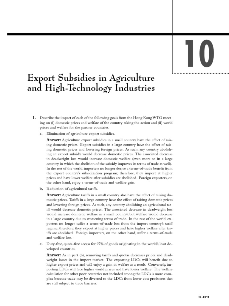 Feenstra Econ SM - Chap10 PDF | PDF | Subsidy | Tariff