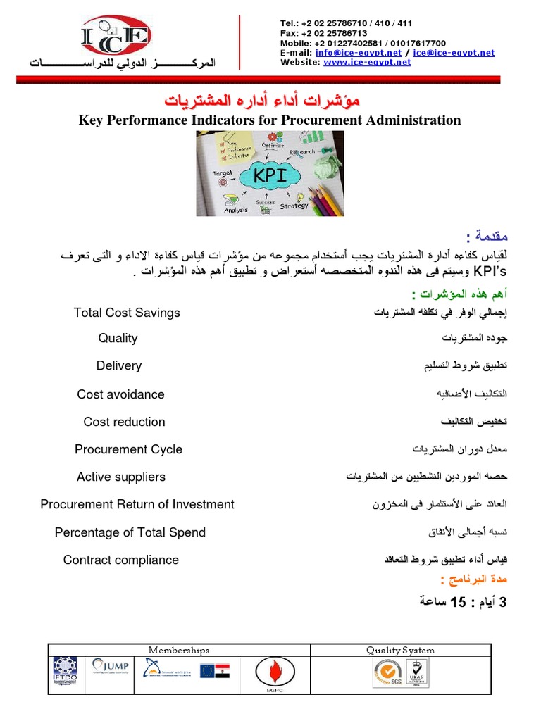 Key Performance Indicators For Procurement Admin. | PDF