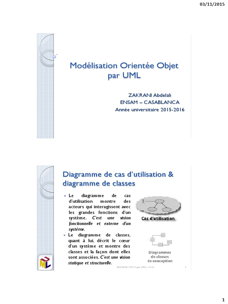 Modélisation Orientée Objet Par UML: Diagramme de Cas D'utilisation & Diagramme de Classes | PDF ...
