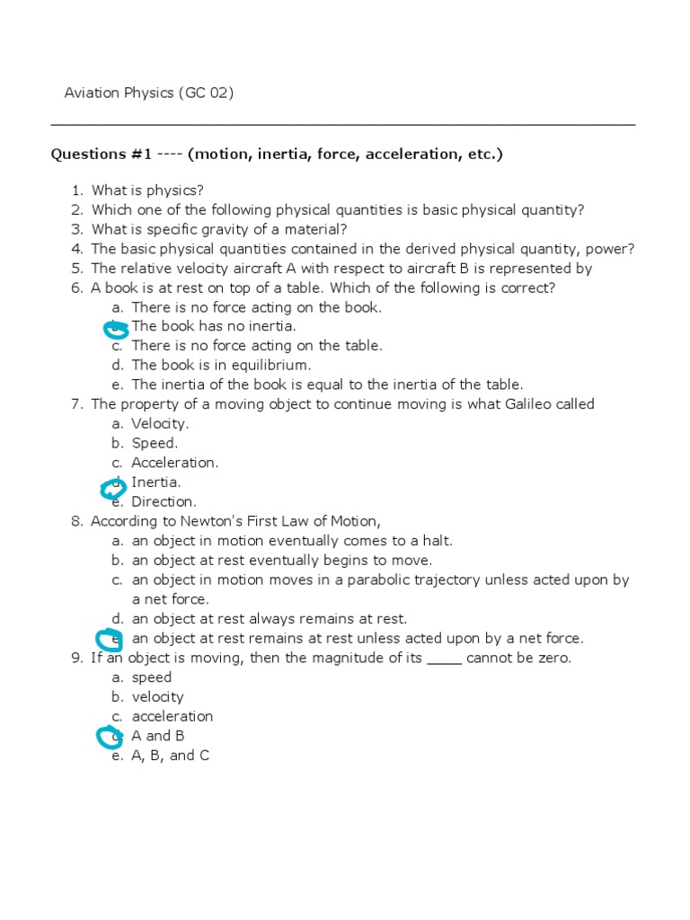 Aviation Physics GC02 Concepts | PDF | Acceleration | Kinetic Energy