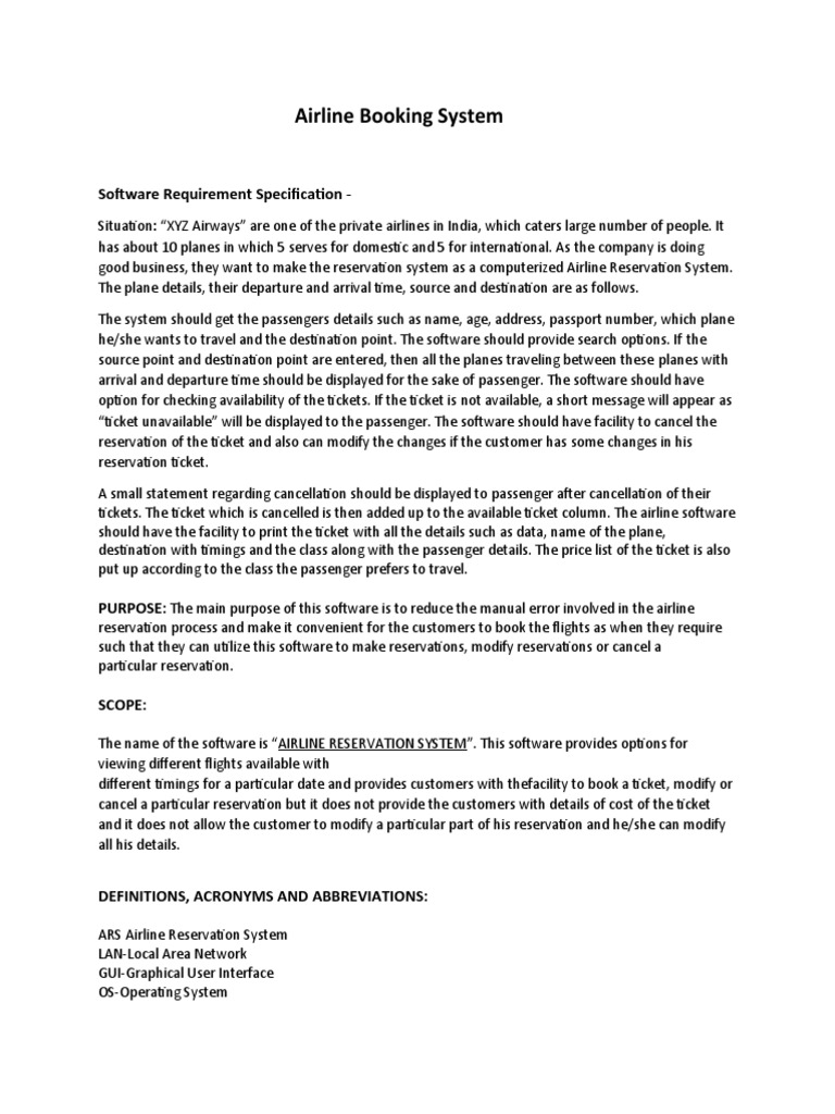 An Airline Reservation System: Automating Flight Bookings ...