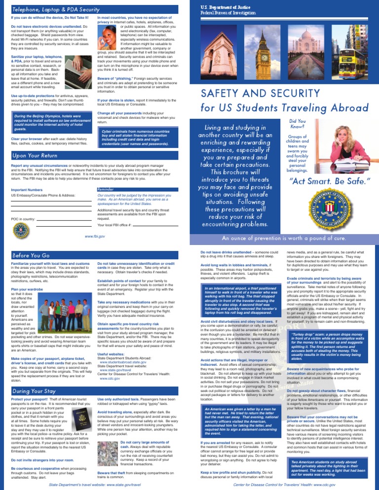 Student Travel Brochure PDF | PDF | Federal Bureau Of Investigation ...