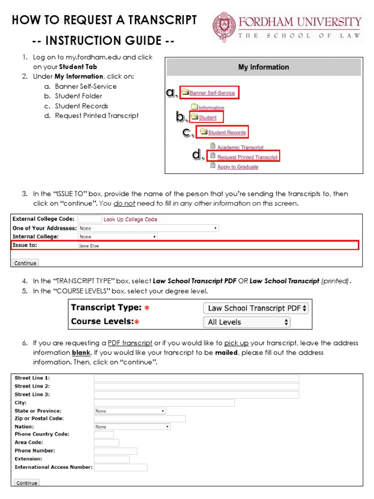 How To Request A Transcript Instruction Guide Pdf