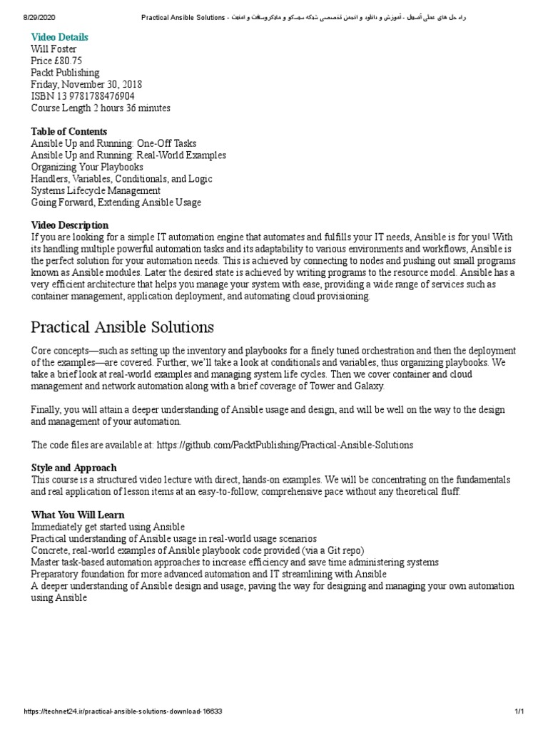 Practical Ansible Solutions PDF | PDF | Automation | Computing