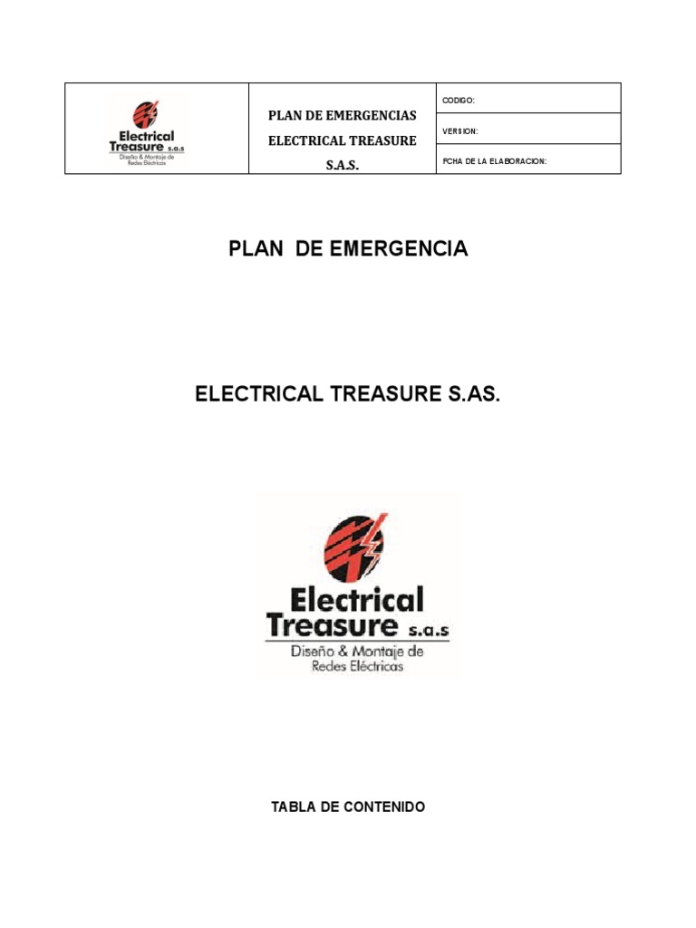 Plan - de - Emergencia Electrical Treasure | PDF | Seguridad y salud ...