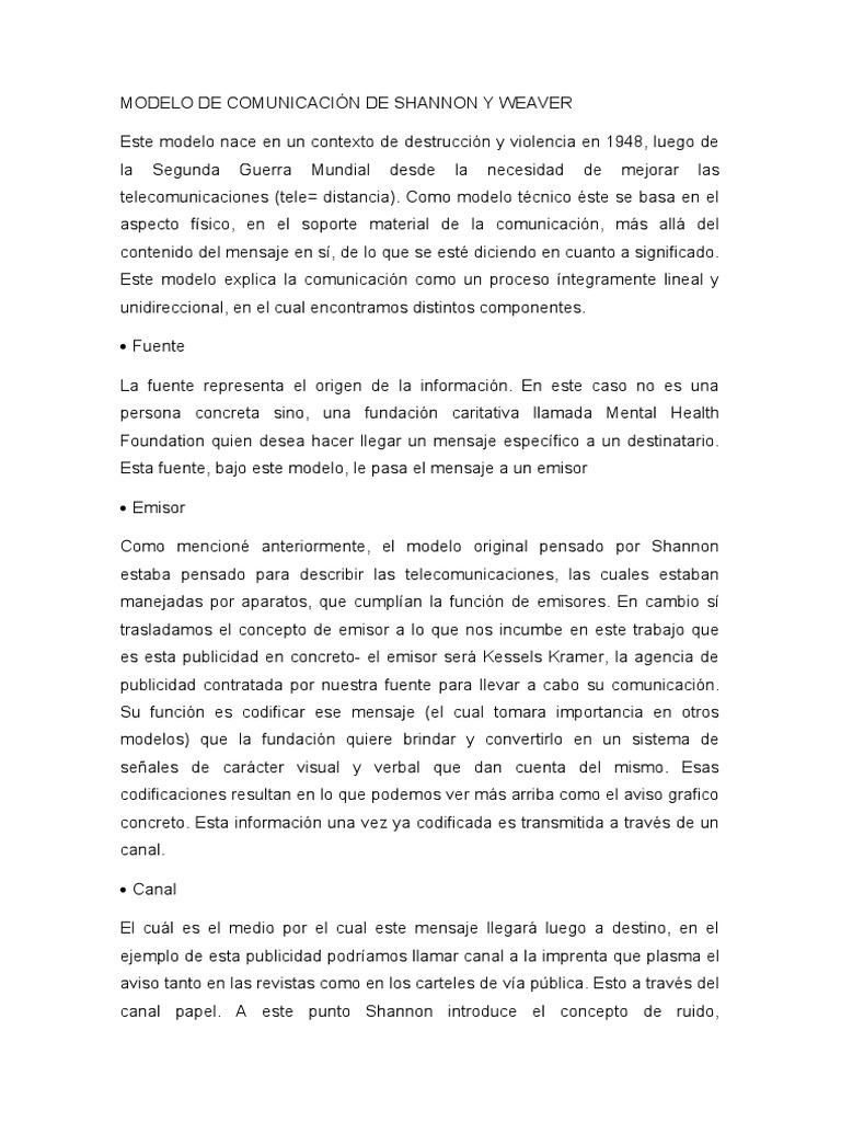 Modelo de Comunicación Shannon y Weaver | PDF | Comunicación | Información