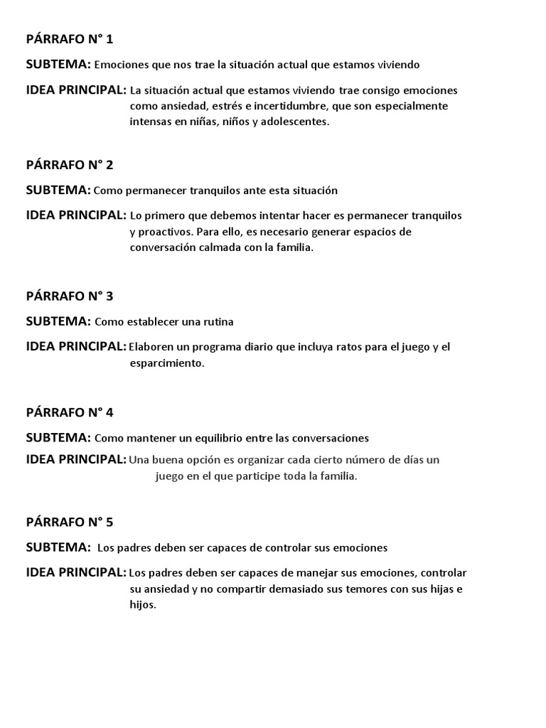 Subtemas y Ideas Principales | PDF