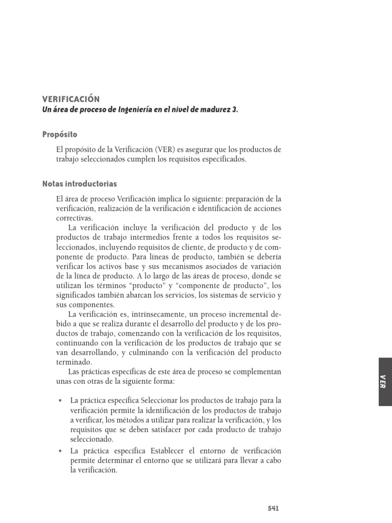CMMI-DEV V1.3 - Verificación | PDF | Software | Calidad (comercial)