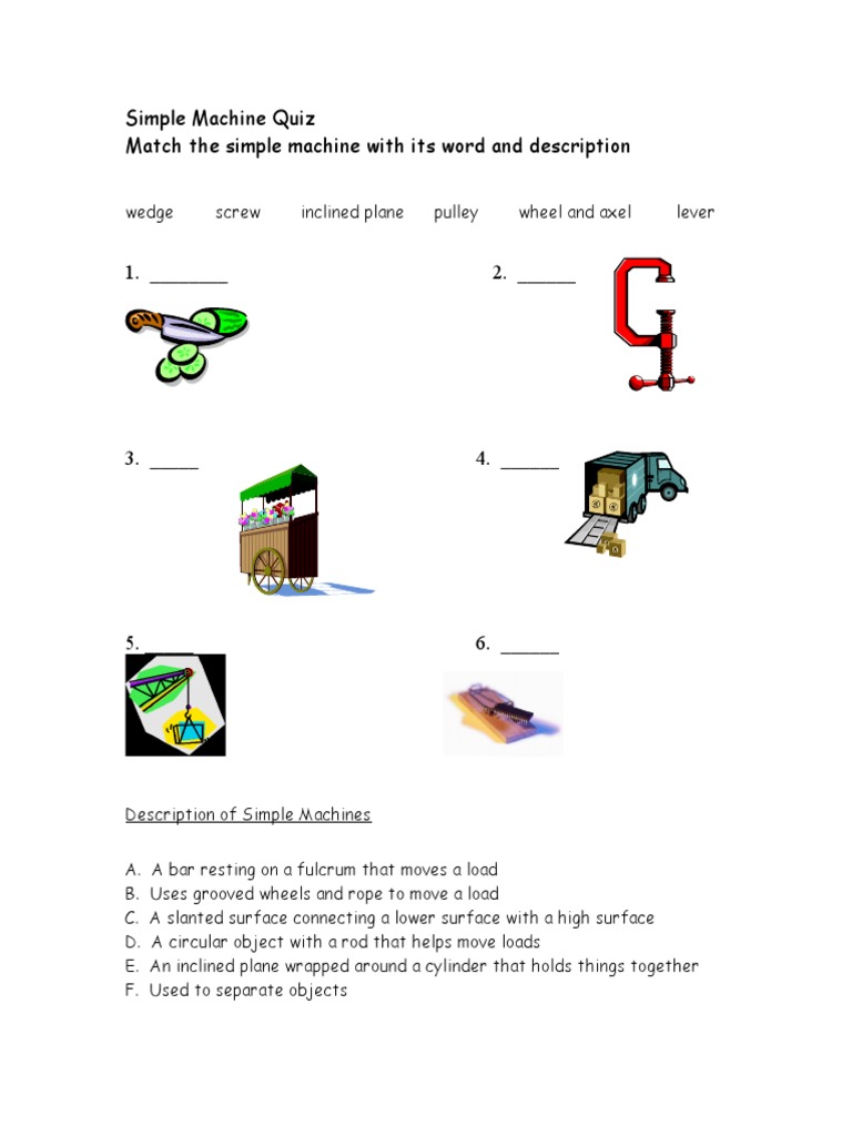 Simple Machine Quiz | PDF | Teaching Methods & Materials
