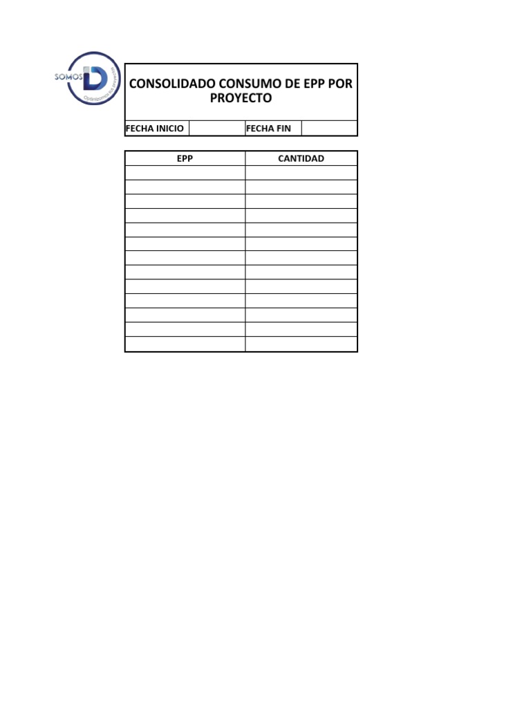 Cuadro Consumo EPP | PDF
