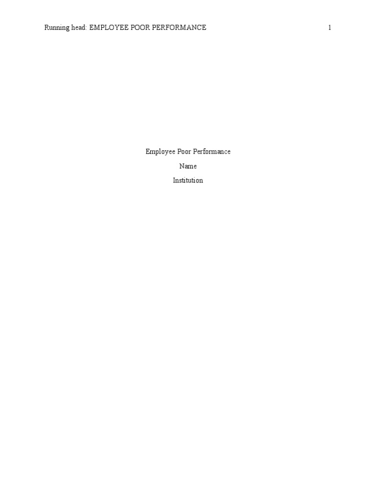 Employee Poor Performance | PDF | Performance Appraisal | Employment