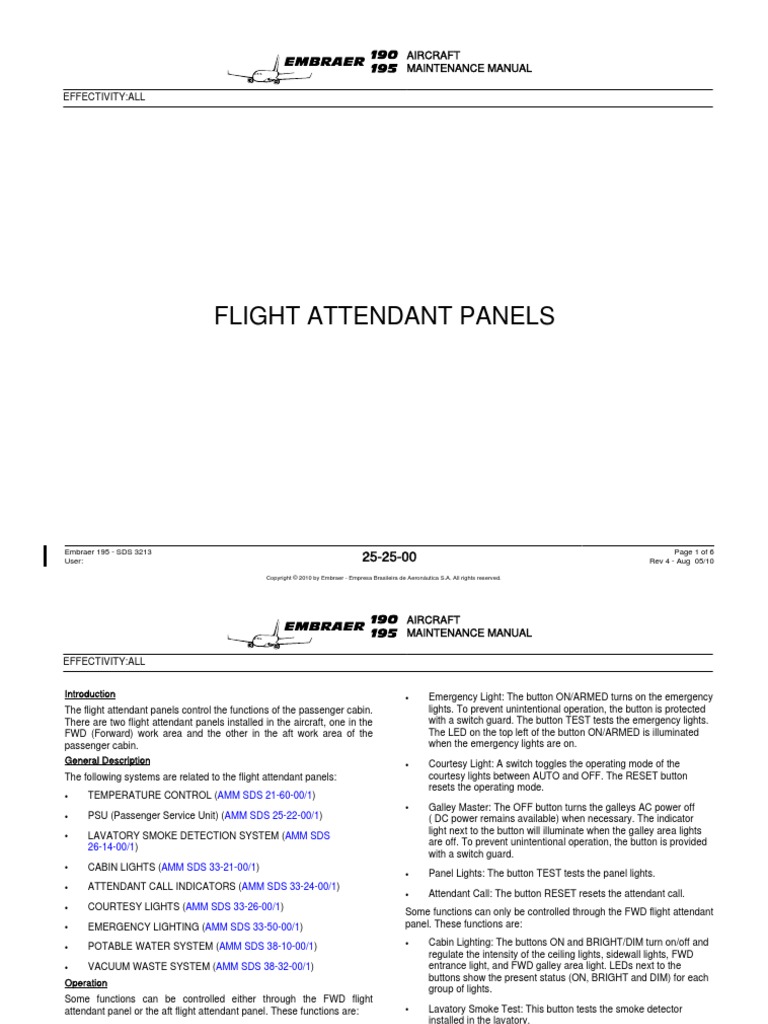 Flight Attendant Panels: Effectivity:All | PDF | Aviation | Aircraft