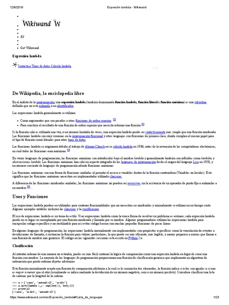 Expresión Lambda Pdf Descargar Gratis Pdf Función Anónima Lenguaje De Programación 