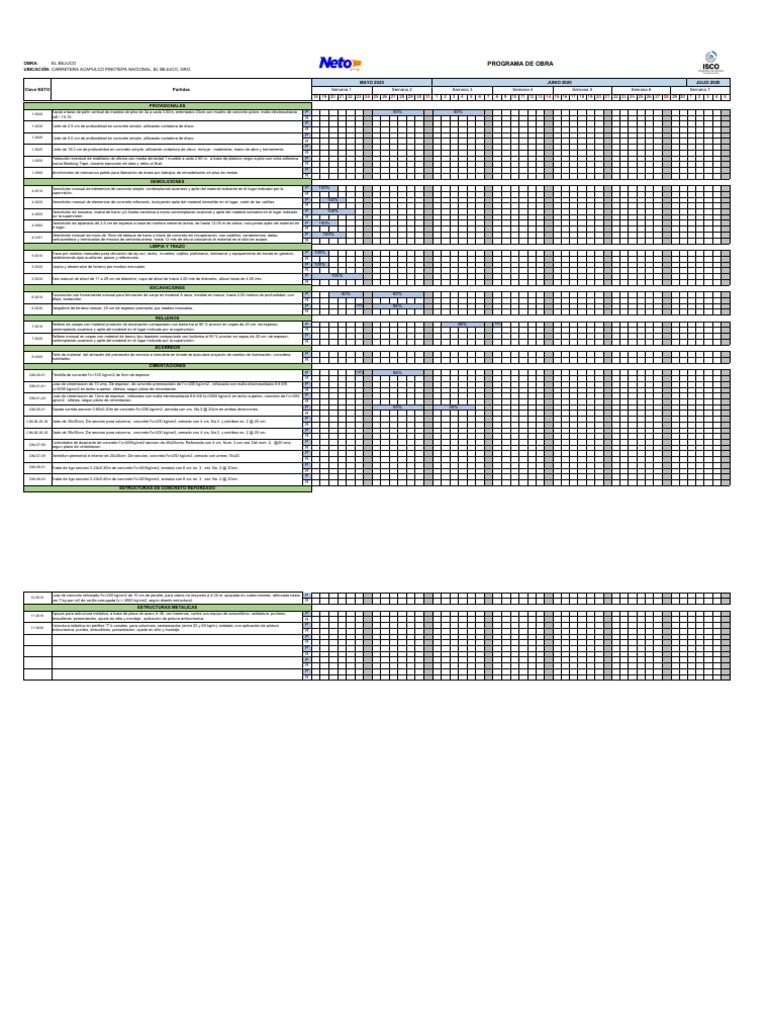 Programa de Obra | PDF | Fundación (Ingeniería) | Hormigón