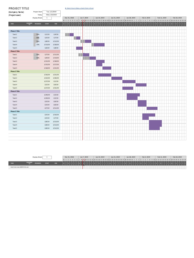 Simple Gantt Chart - Ms | PDF | Spreadsheet | Business