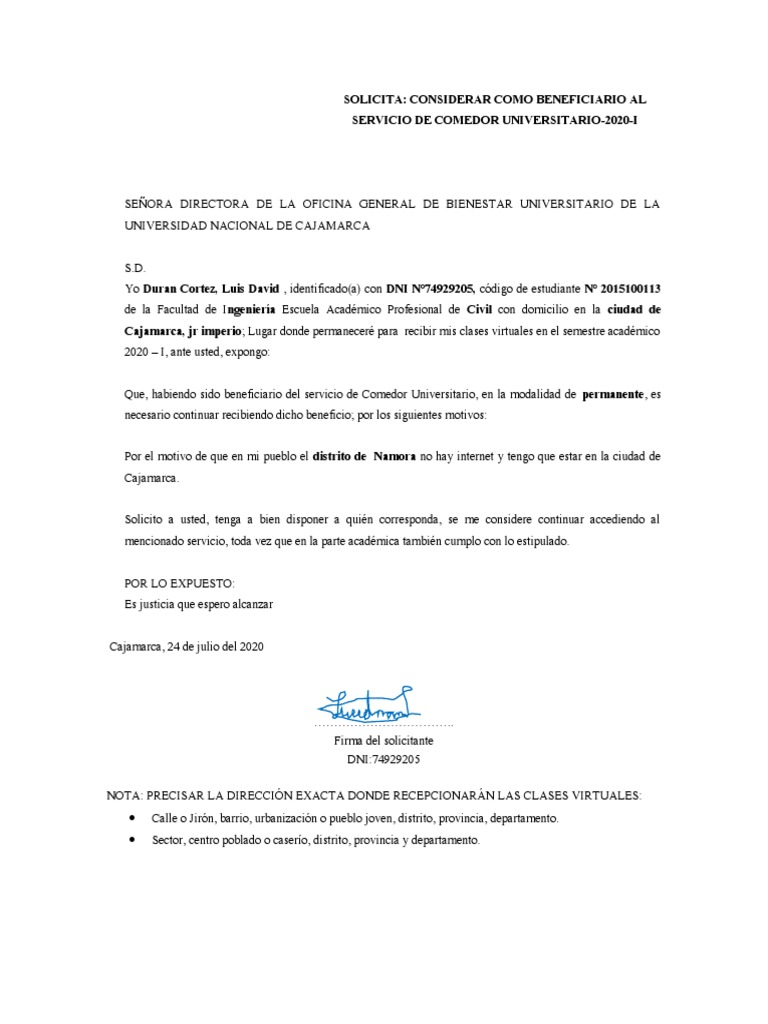 Modelos de Solicitud Comedor | PDF