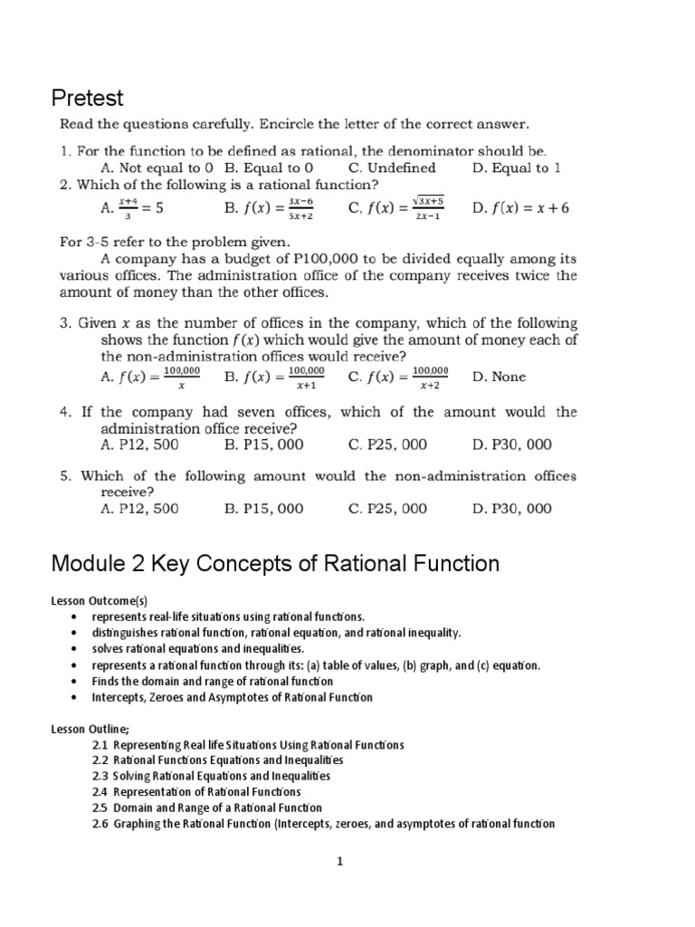 Gen Math Q1 Mod 2 | PDF | Equations | Function (Mathematics)