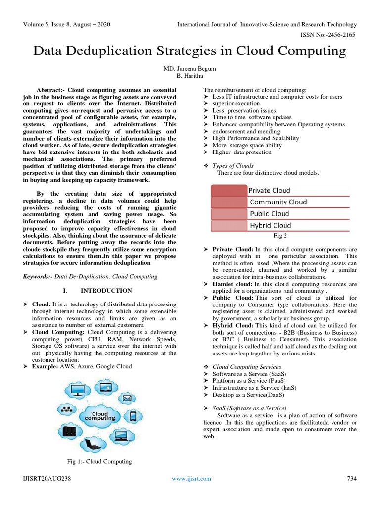 Data Deduplication Strategies In Cloud Computing Pdf Cloud Computing Software As A Service 