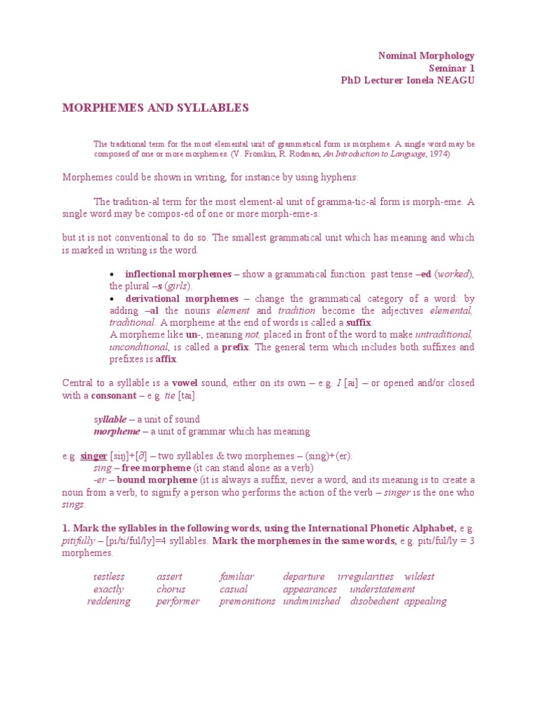 S1 Morphemes | Word | Linguistic Typology | Free 30-day Trial | Scribd