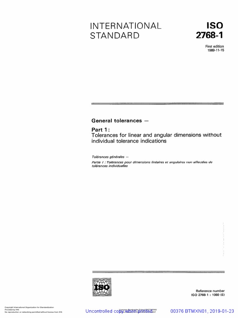 International Standard IS0 2768-l | PDF | International Organization For Standardization ...