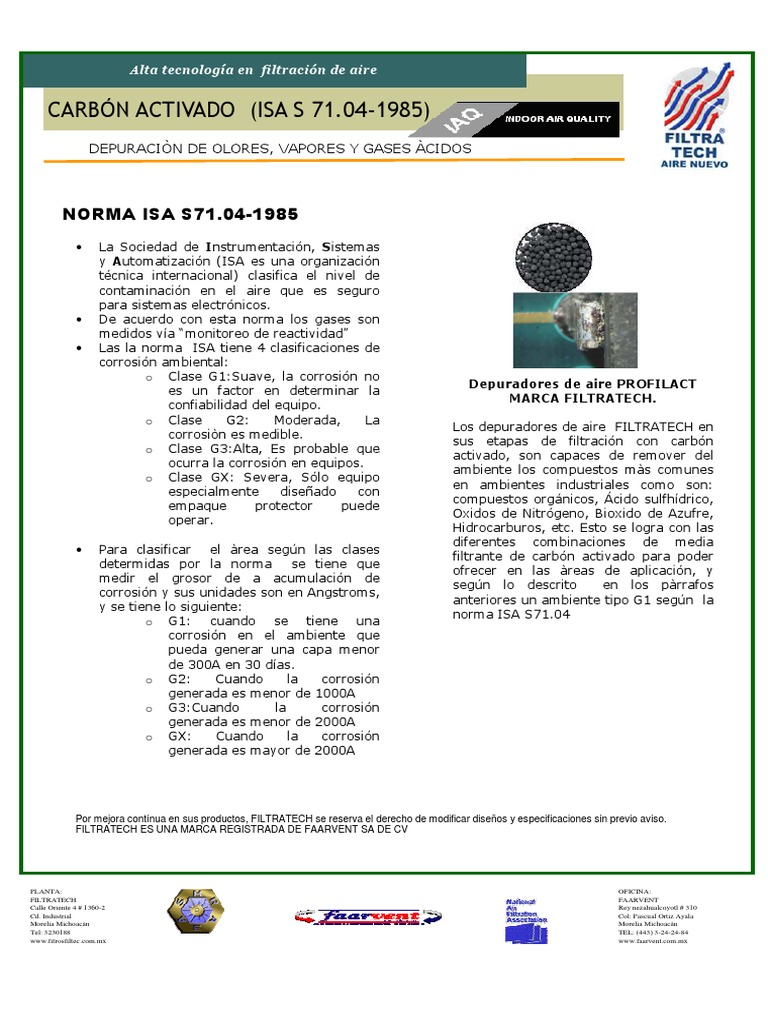 (Ap 1 Carbòn Activado y La Norma Isa S71 | PDF | Corrosión | Carbón