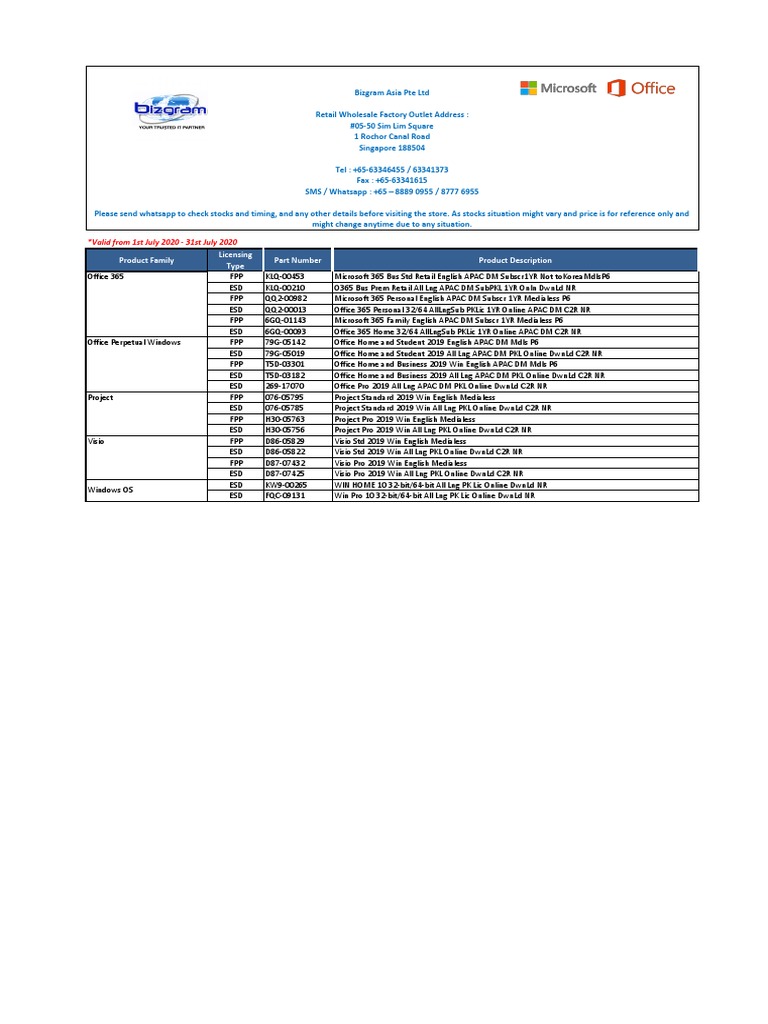 Microsoft Office & Windows Products List | PDF | 64 Bit Computing ...