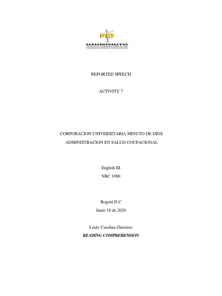 Reported Speech: Reading Comprehension | PDF | Fifa World Cup | Tournament