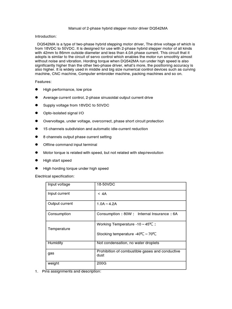 DQ542MA English Manual PDF | PDF | Electric Motor | Electrical Components