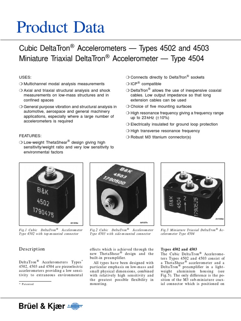 Product Data: Cubic Deltatron Accelerometers - Types 4502 and 4503 ...