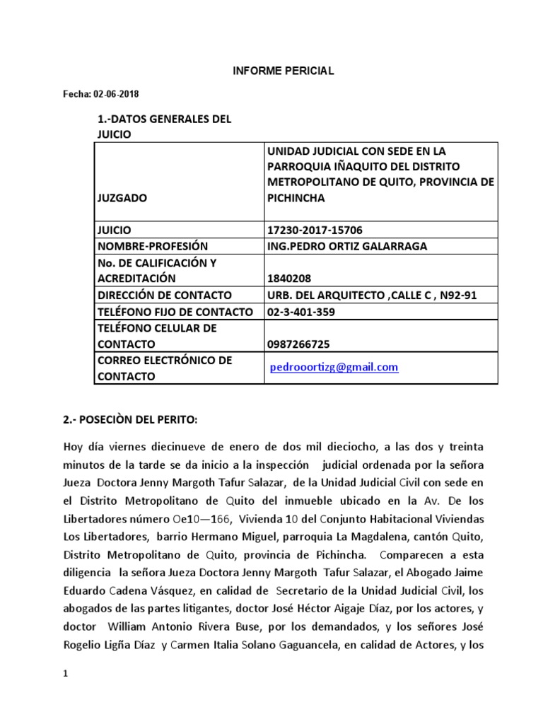 Informe Pericial - 23-01-2018 | PDF | Cocina | Derecho inmobiliario