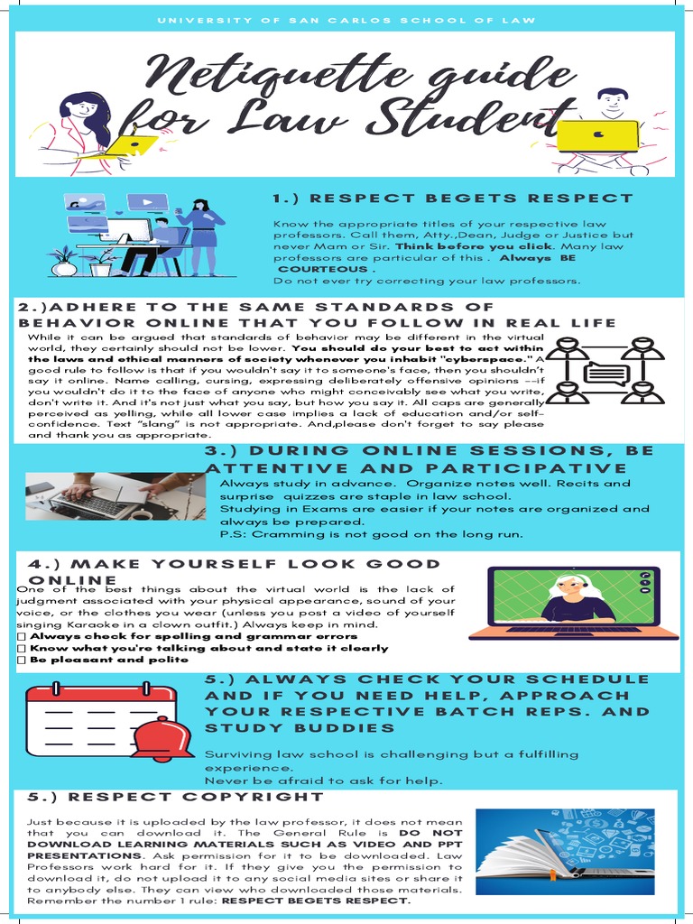 Netiquette Guide For Law Students: 3.) During Online Sessions, Be Attentive and Participative ...