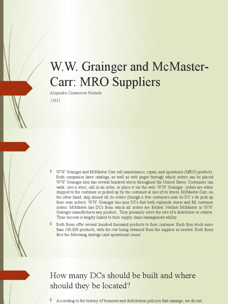 Comparing the Supply Chain Strategies and Operations of MRO Suppliers W ...