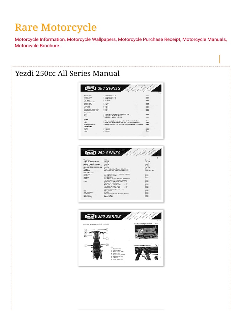 Yezdi 250cc Manual & Info | PDF