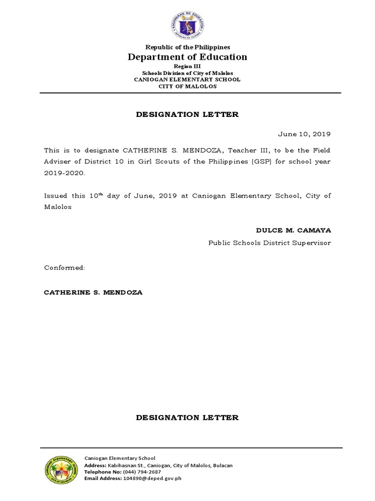 Ipcrf - Designation Letter CSM | PDF