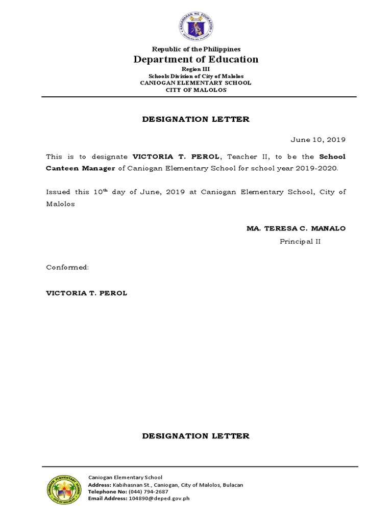 Ipcrf - Designation Letter VTP | PDF | Philippines | Public Administration
