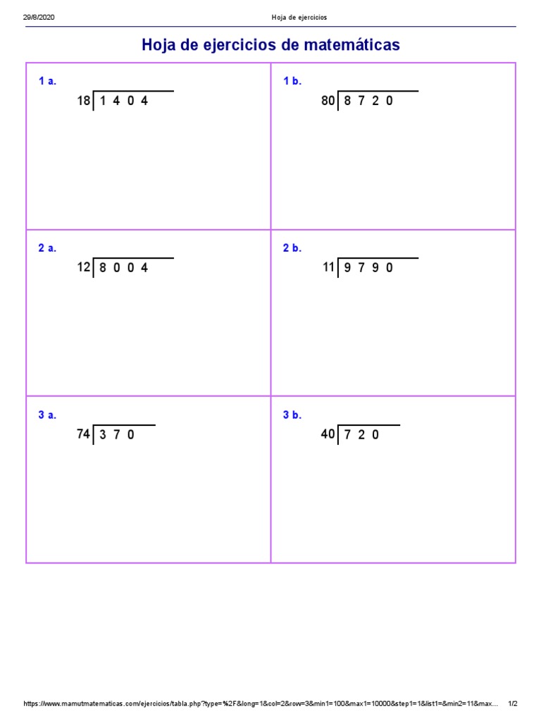 Hoja de Ejercicios Division | PDF