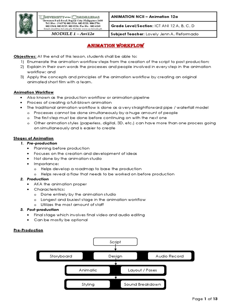 Week 1 - Animation Workflow | PDF | Screenplay | Animation