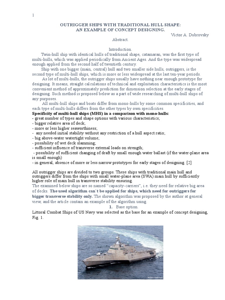 Outrigger Ships With Traditional Hull Shape | PDF | Hull (Watercraft ...